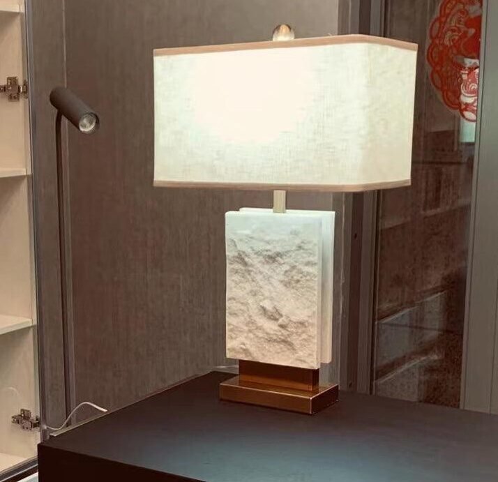 Natural rectangular stone table light - lampada